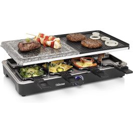 Raclette Grill e Pietra per 8 Persone 1400 W Alluminio pressofuso Nero